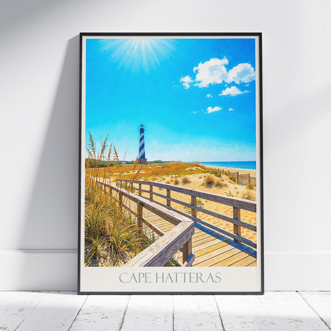 Cape Hatteras Travel Poster: North Carolina Outer Banks Lighthouse ...