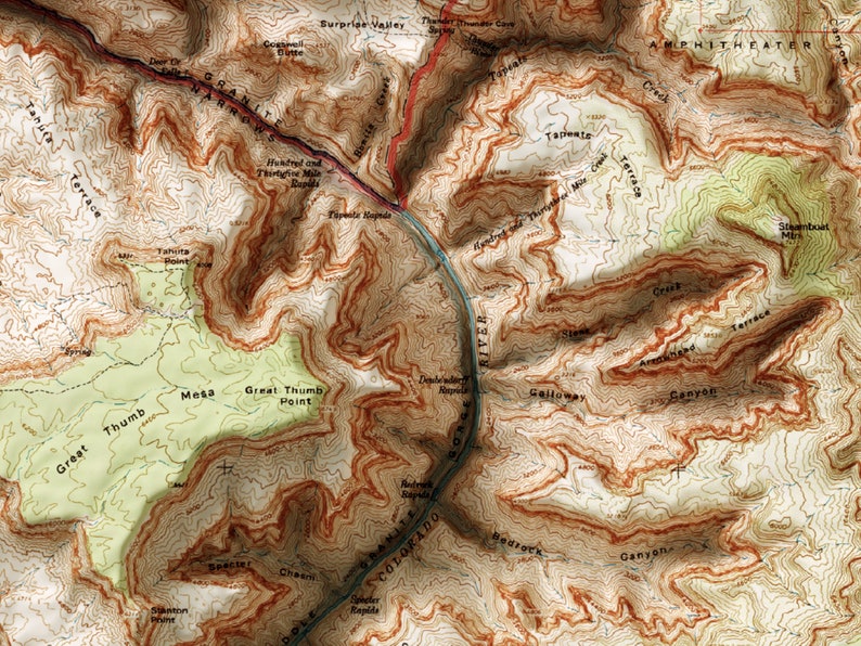 Grand Canyon National Park Vintage Topographic 2D Shaded - Etsy