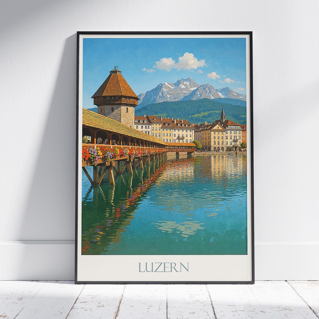Lucerne Travel Print ~ Switzerland Travel Poster Wall Art Home Decor ...