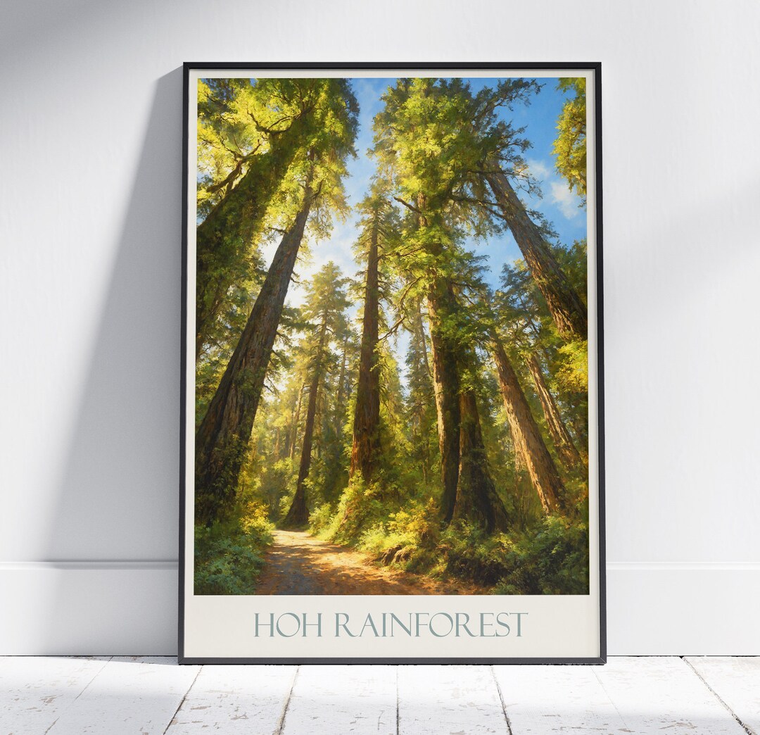 Hoh Rainforest Travel Print Washington Travel Poster, Olympic National ...