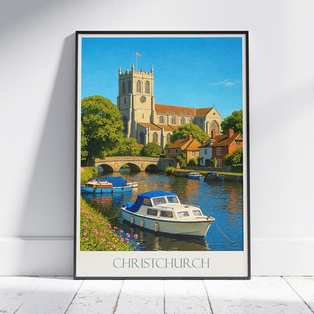 Christchurch Priory Art Print: Vintage Dorset England Travel Poster - Etsy