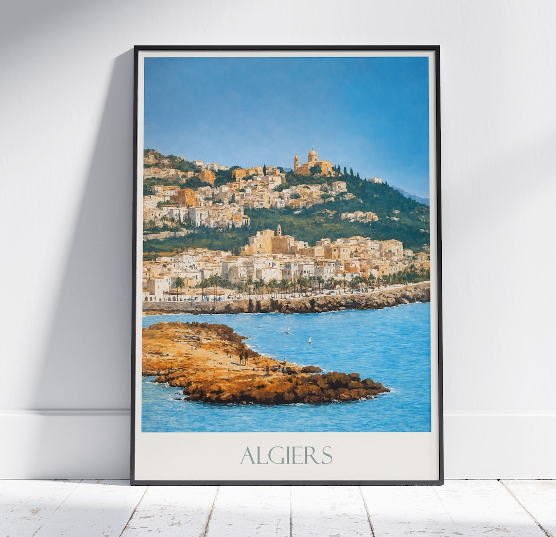 Algiers Travel Print Algeria Travel Poster Painted Wall Art Print & Home Decor Framed ...