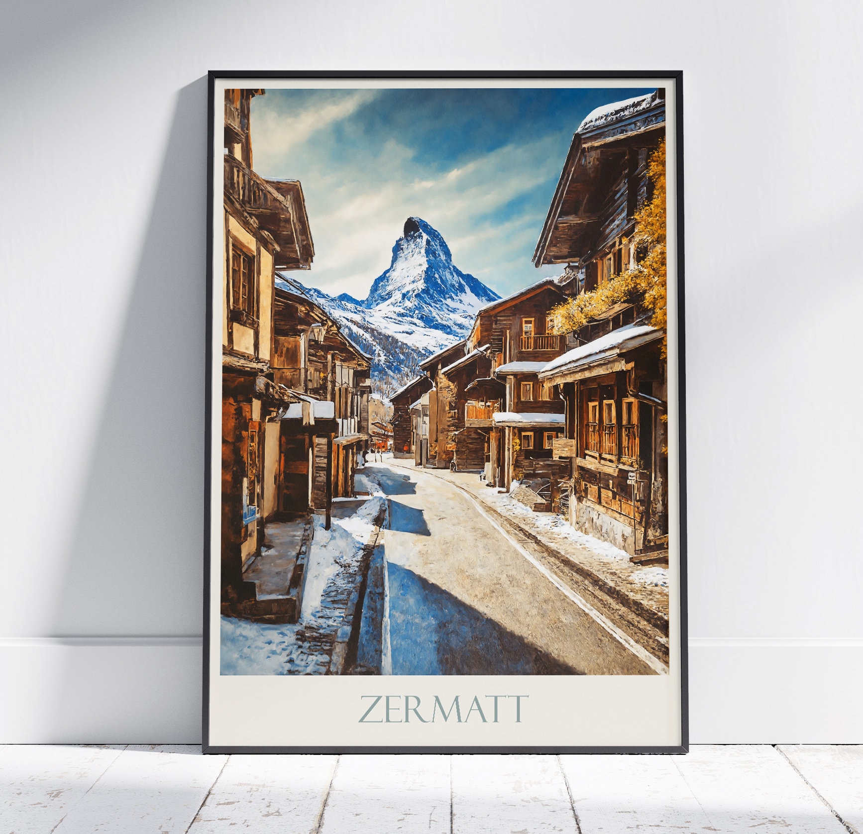 Zermatt Travel Print Switzerland Travel Matterhorn Poster Painting Alps ...