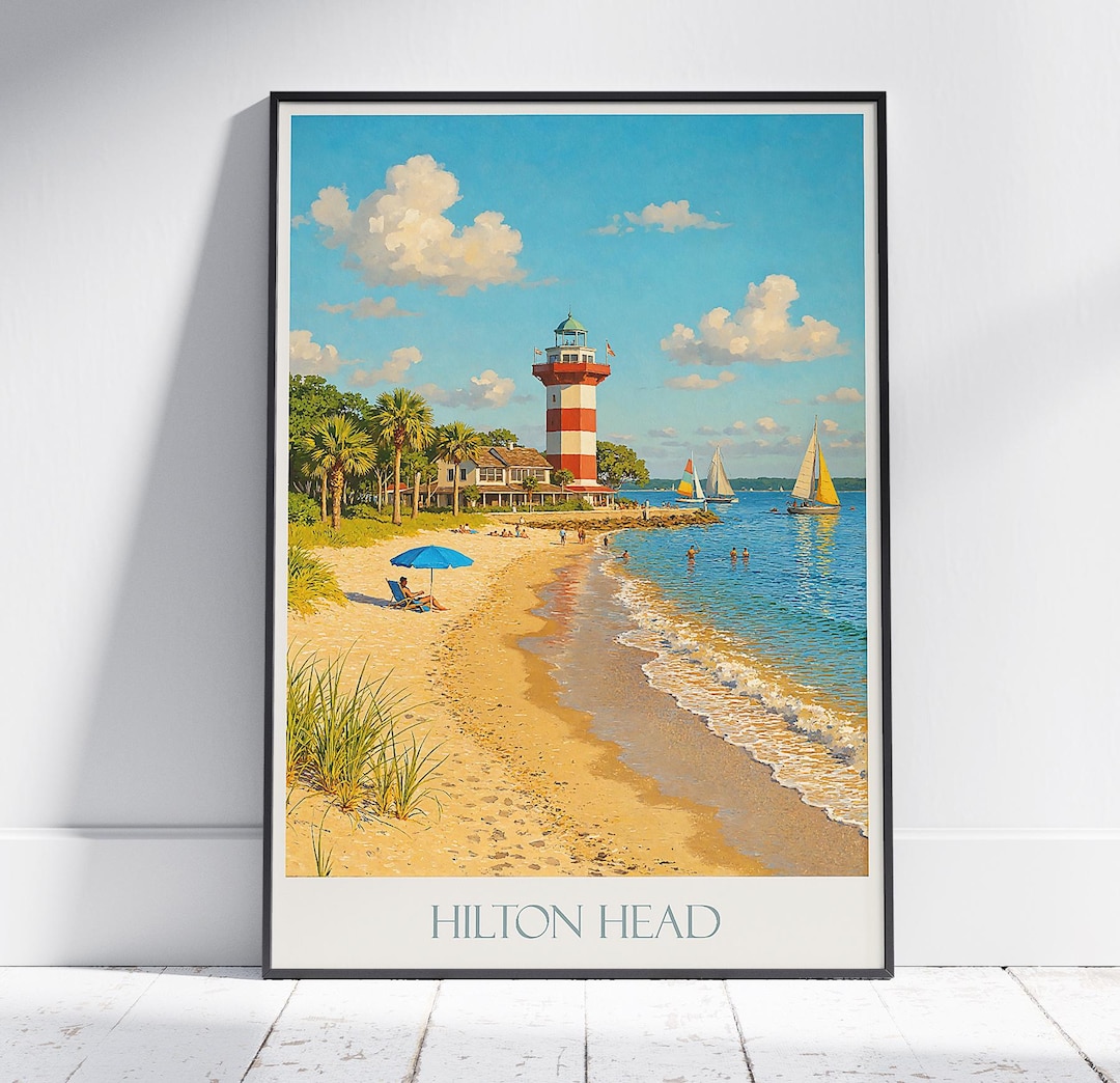 Hilton Head Island Harbour Town Lighthouse Travel Poster | South ...
