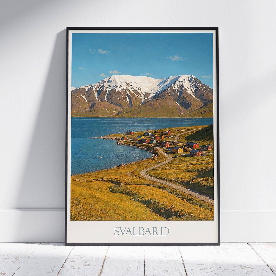 Svalbard Norway Travel Poster: Arctic Village Painted Art Print - Etsy