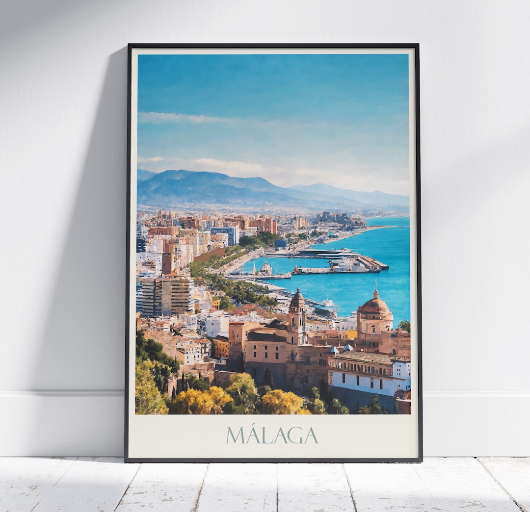 Malaga Travel Print Spain Travel Poster Painted Wall Art Print & Home ...