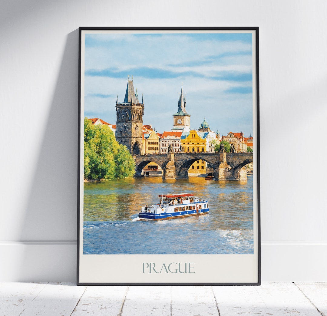 Prague Travel Print Czechia Travel Poster Painted Wall Art & Home Decor ...