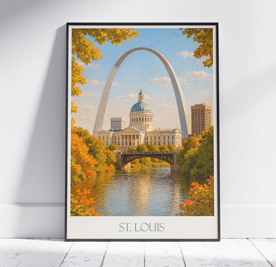 St Louis Travel Poster: Gateway Arch, Autumn Foliage Art Print - Etsy
