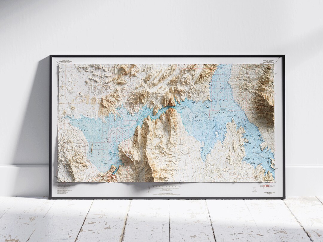 Lake Mead Topographic Map Print: Arizona Nevada Shaded Art - Etsy