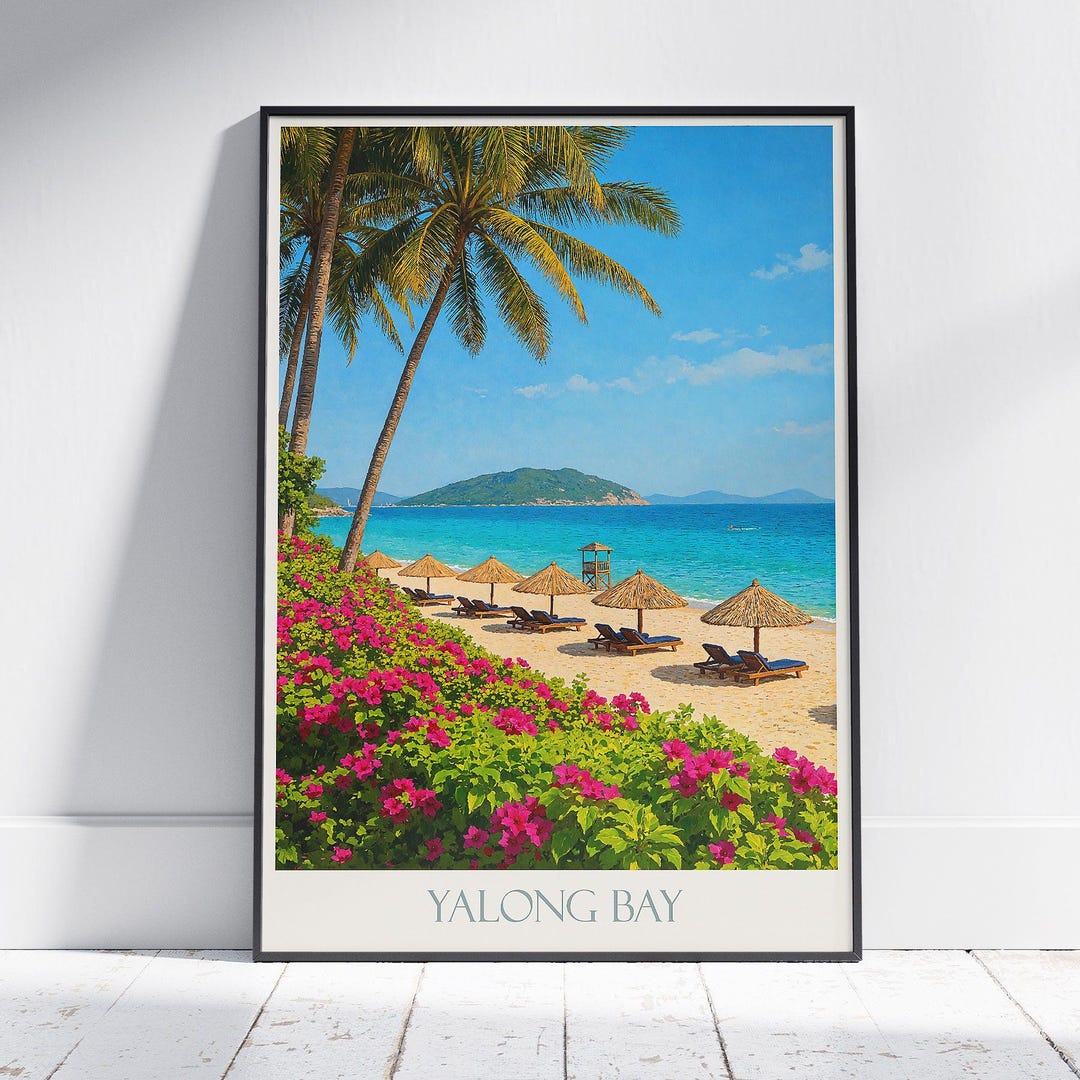 Yalong Bay China Travel Poster: Sanya Tropical Beach, Hainan Island ...