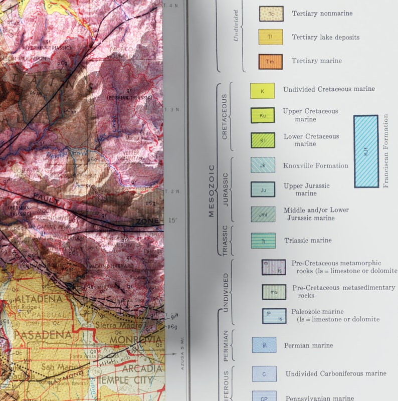 Southern California Geological Map Art Print: Shaded Topographic Poster ...