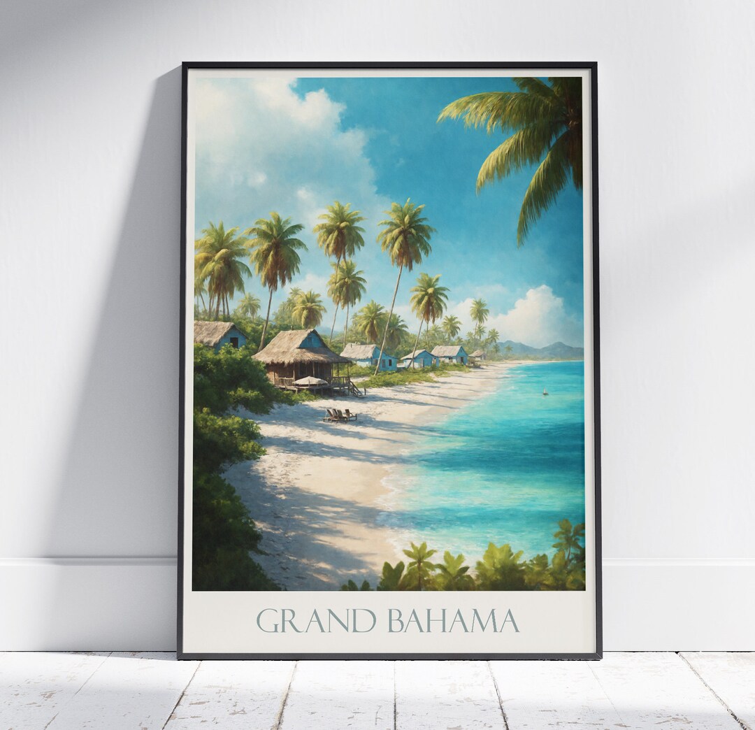 Grand Bahama Travel Print Travel Poster Painted Wall Art Print & Home ...
