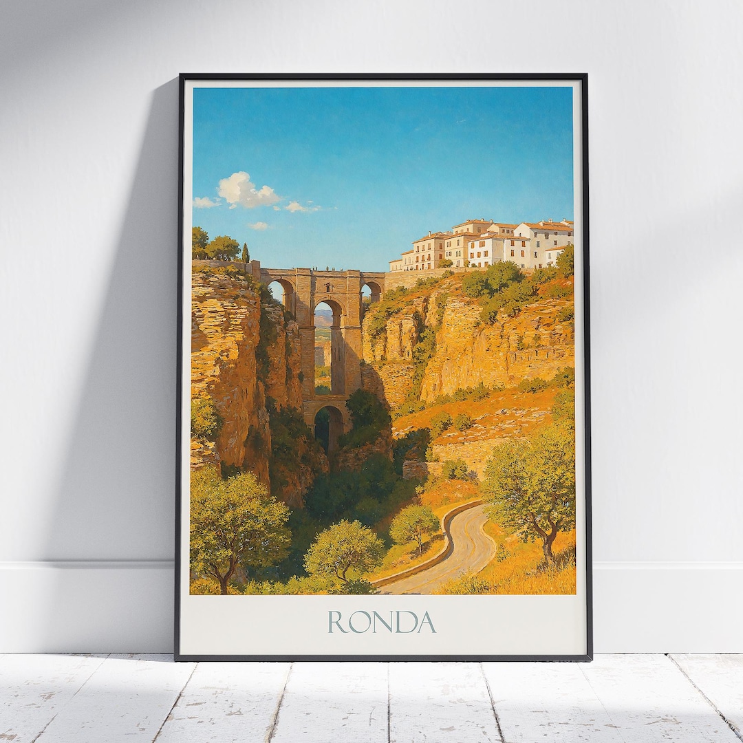 Ronda Travel Poster, Puente Nuevo Bridge ~ Spain Wall Art Print ...