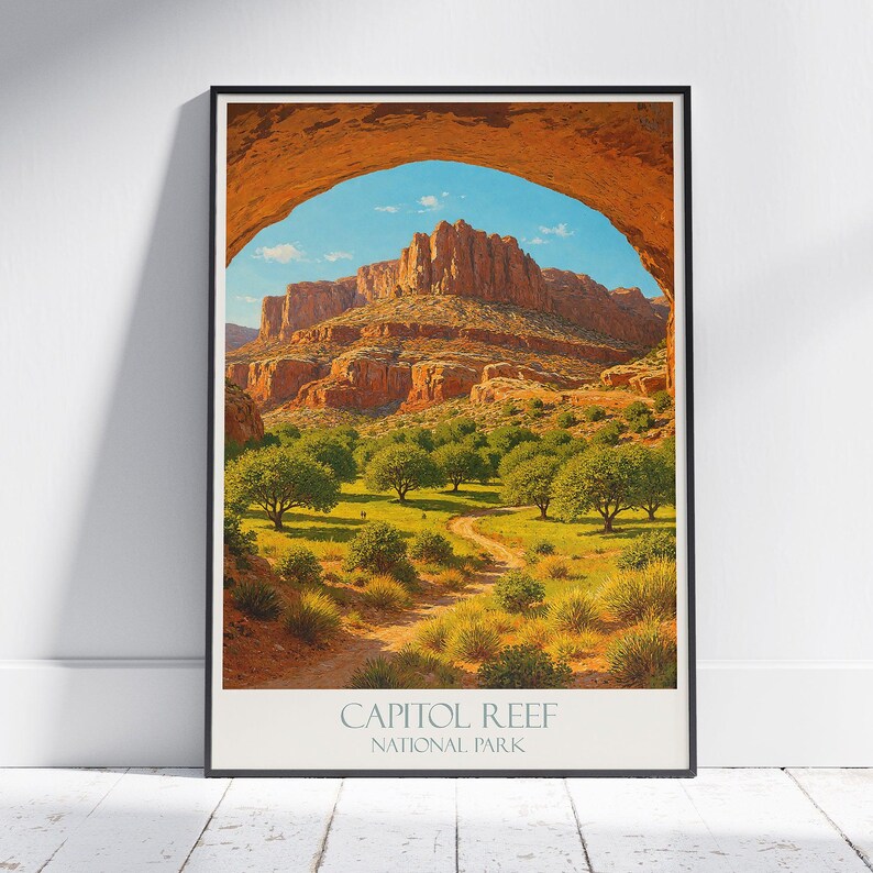 Capitol Reef National Park Utah Travel Poster: Fruita Valley | Painted ...
