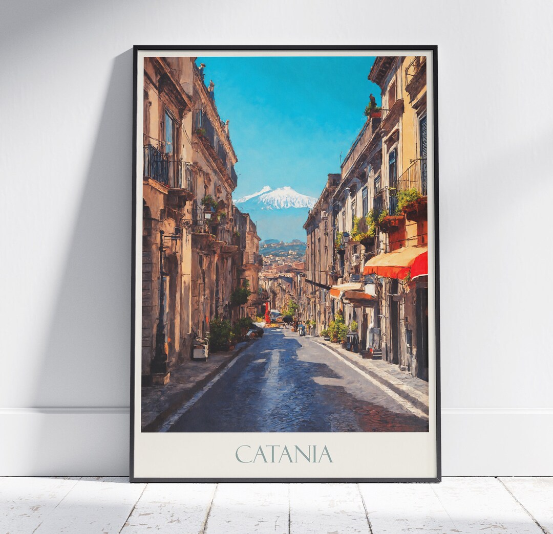 Catania Travel Print ~ Sicily Italy Travel Poster | Painted Wall Art ...