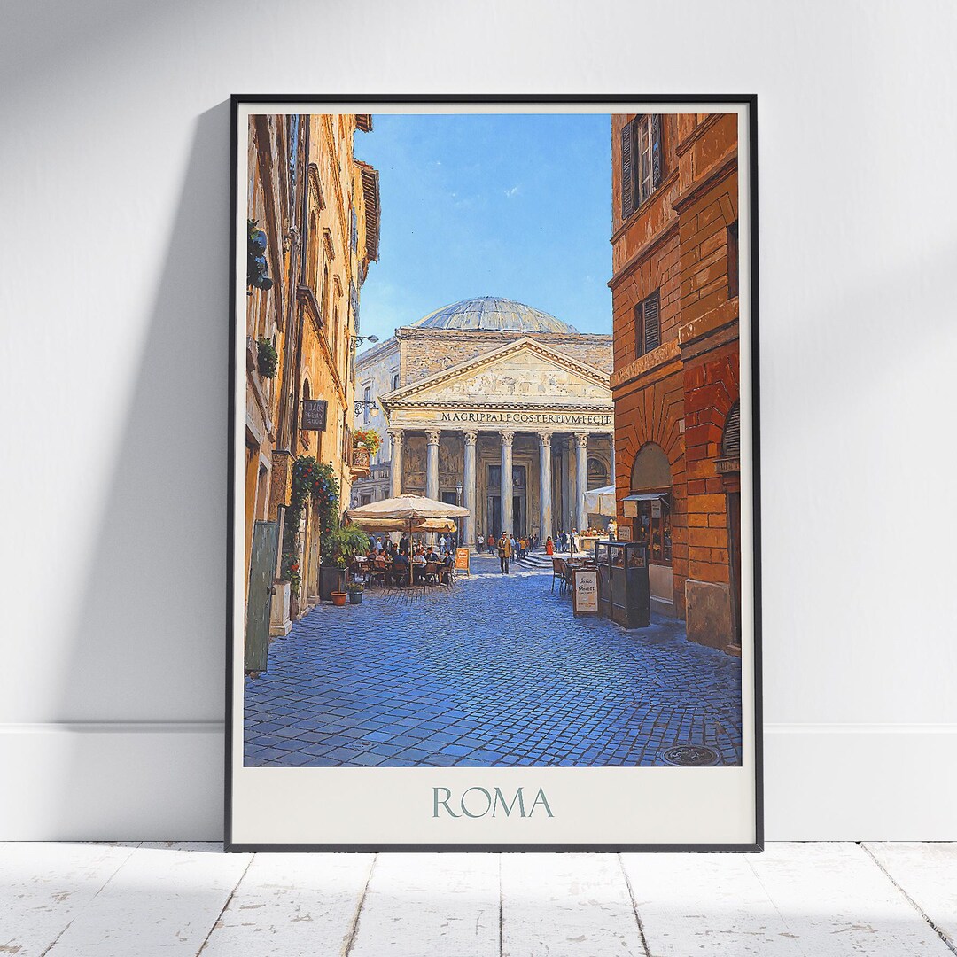 Pantheon Rome Travel Poster: Italy Wall Art Print - Etsy