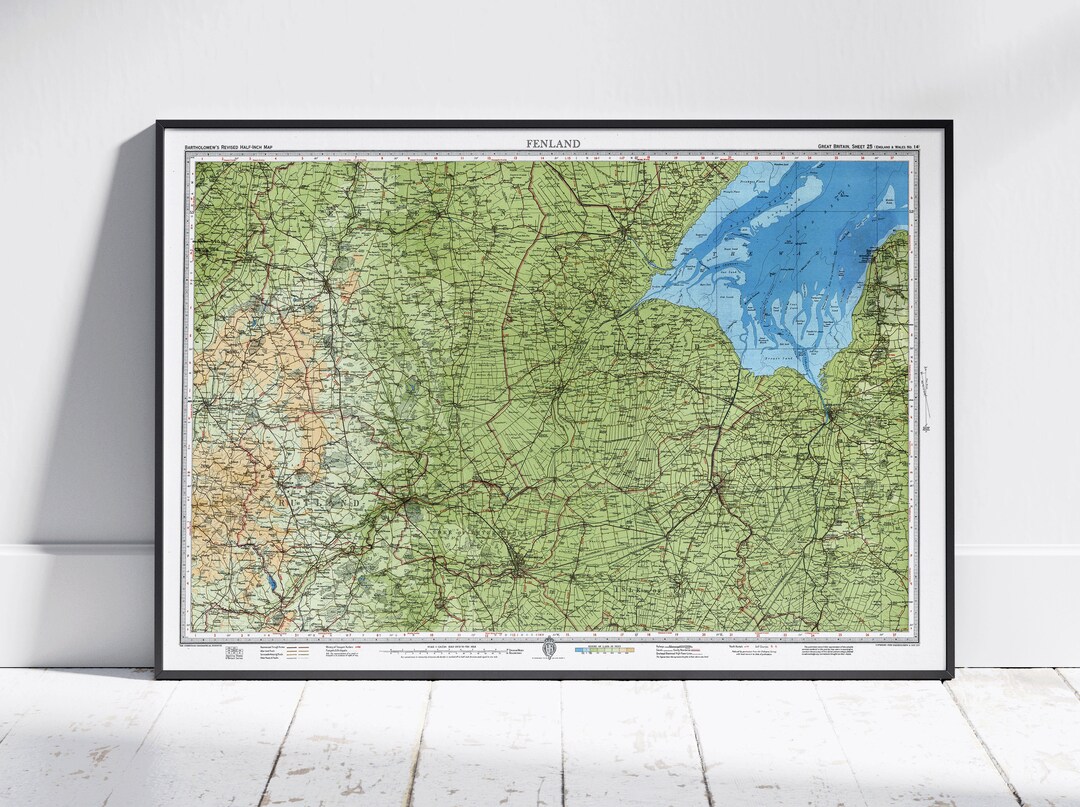 The Fens & the Wash Vintage Map Print ~ Poster Wall Art Decor - Etsy UK