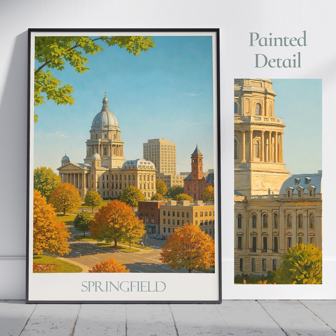 Springfield Illinois Travel Poster | State Capitol Painted Wall Art ...
