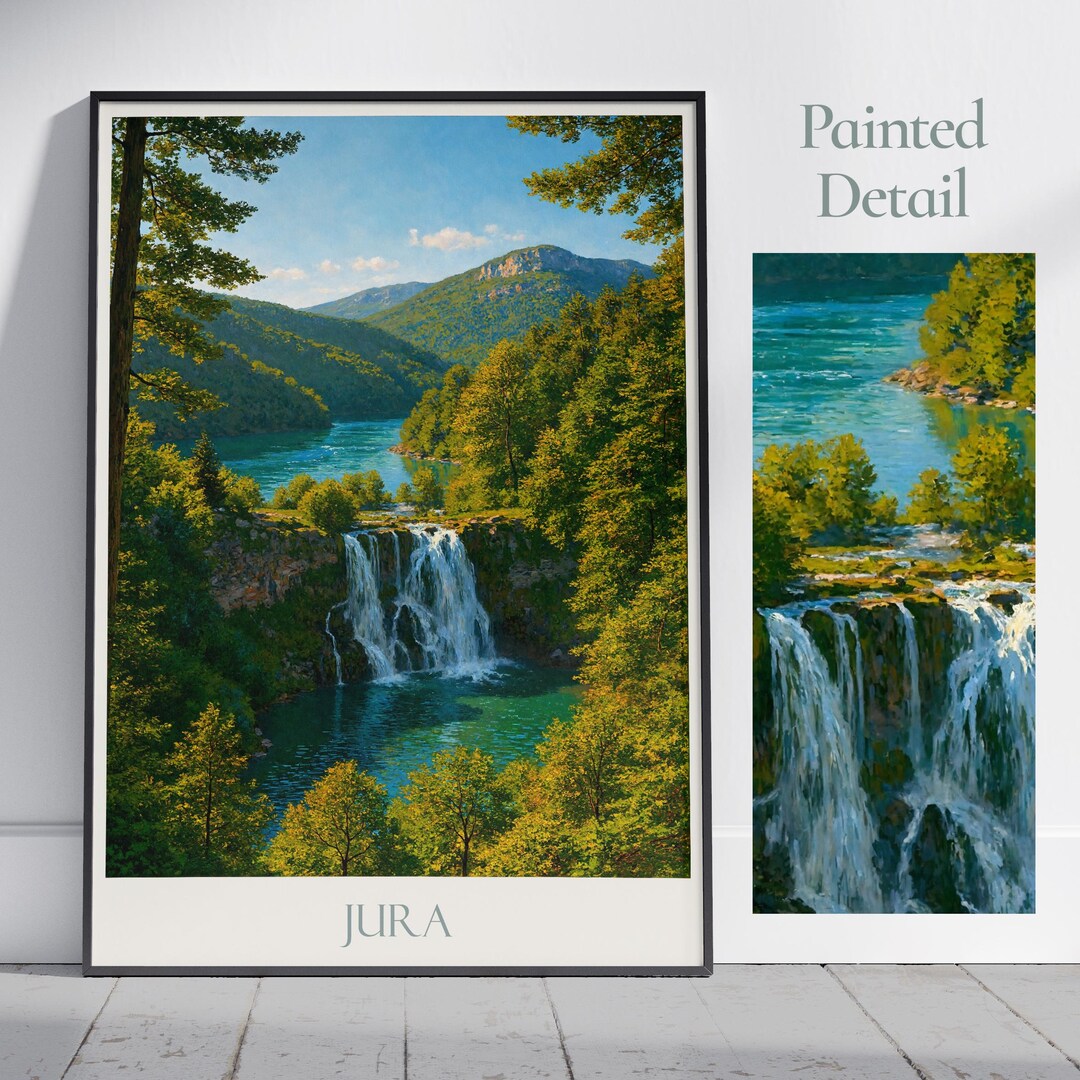 Jura Mountains Travel Poster: French Waterfall Print - Etsy