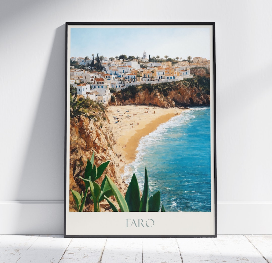 Faro Travel Print Portugal Reise Poster Gemalte Wandkunst & Wohnkultur ...