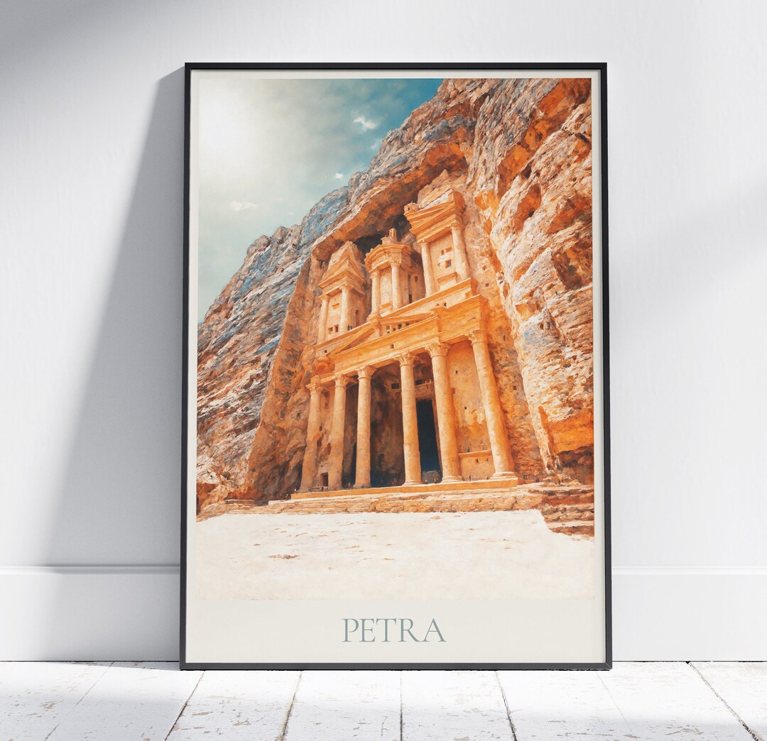 Petra Travel Print Jordan Travel Poster Painted Wall Art Print & Home ...