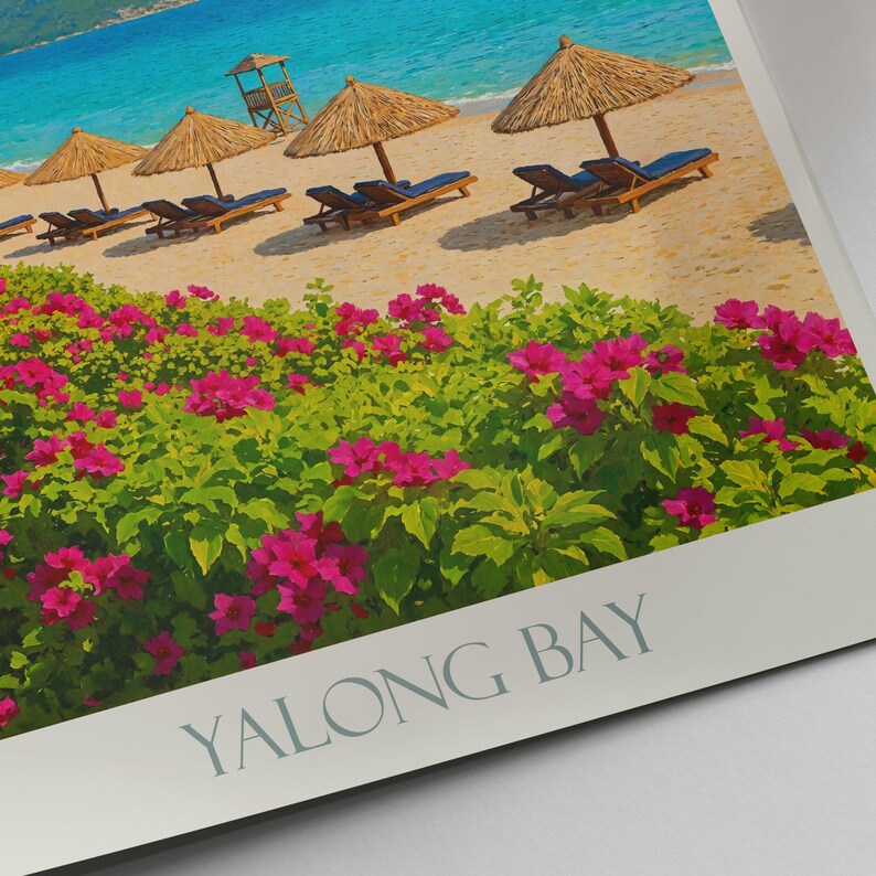 Yalong Bay China Travel Poster: Sanya Tropical Beach, Hainan Island ...