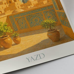 Yazd Travel Poster | Iran UNESCO City Art Print | Sunlit Persian ...