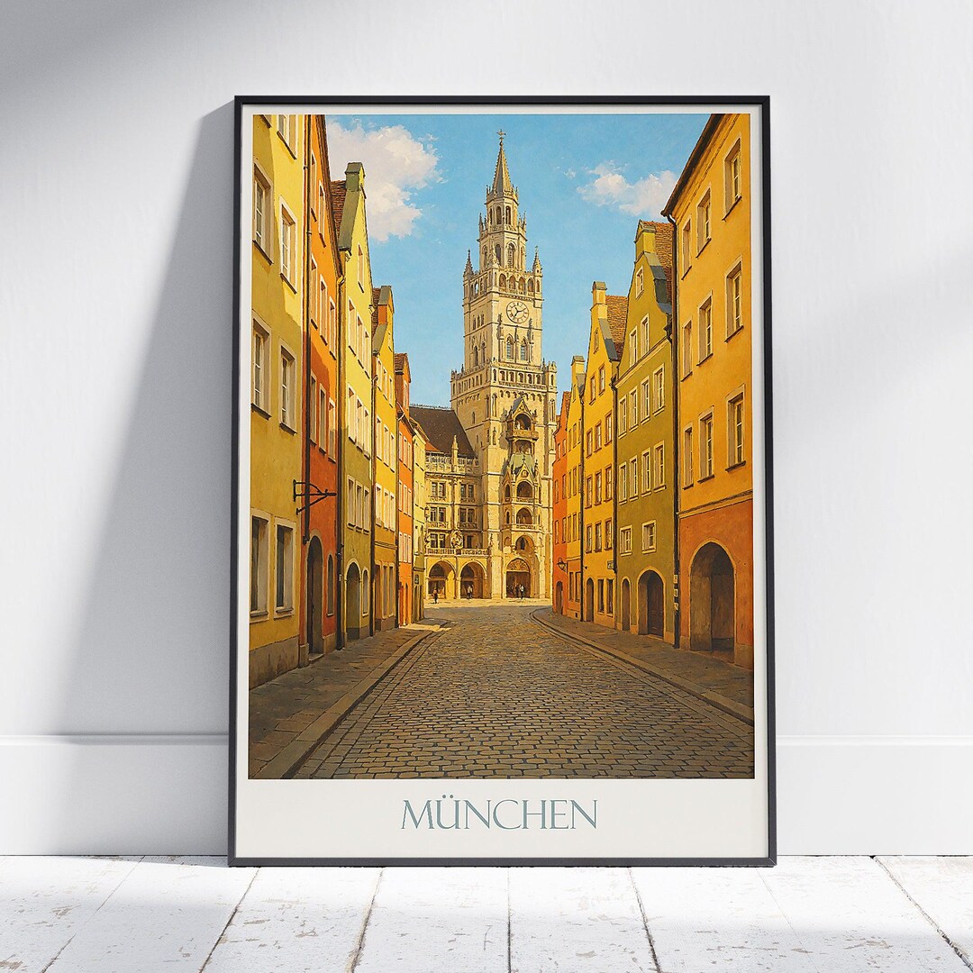 Munich Travel Poster: Colorful German Cityscape Art Print - Etsy