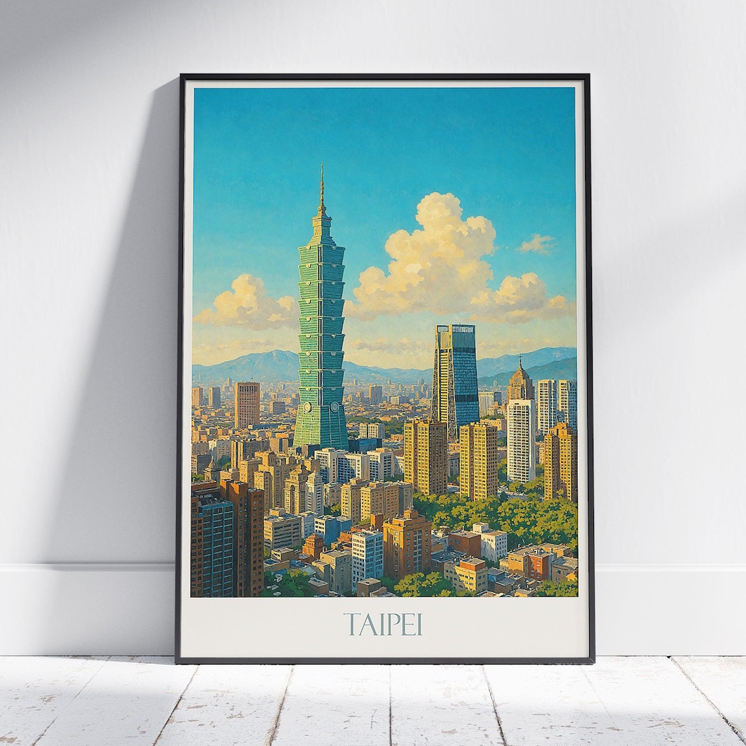 Taipei Travel Poster, Taipei 101 Art Print | Vibrant Cityscape Decor ...