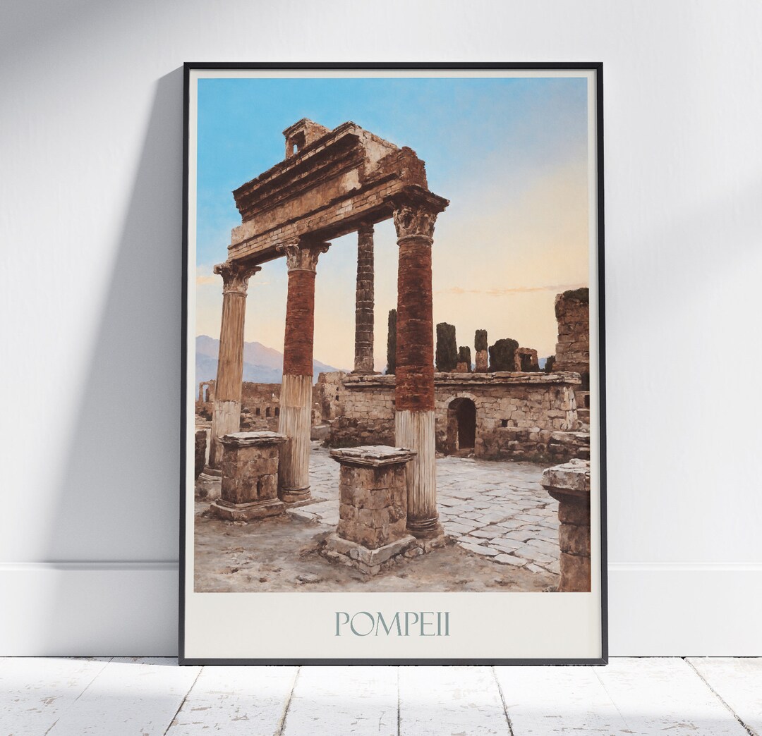 Pompeii Travel Print Italy Roman Travel Poster Painted Wall Art & Home ...