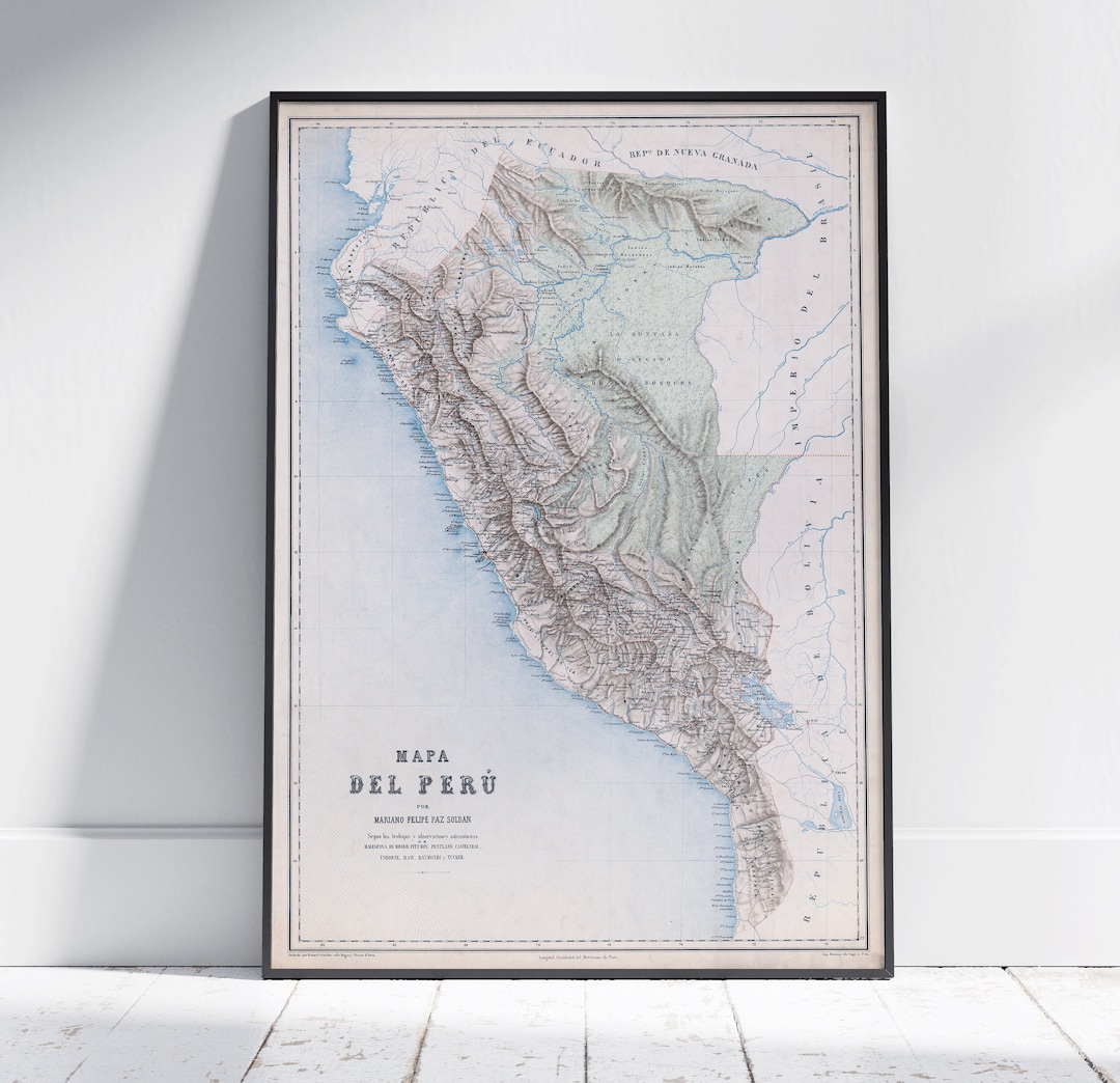 Peru Vintage Map Print ~ South America Poster Wall Art Decor - Etsy