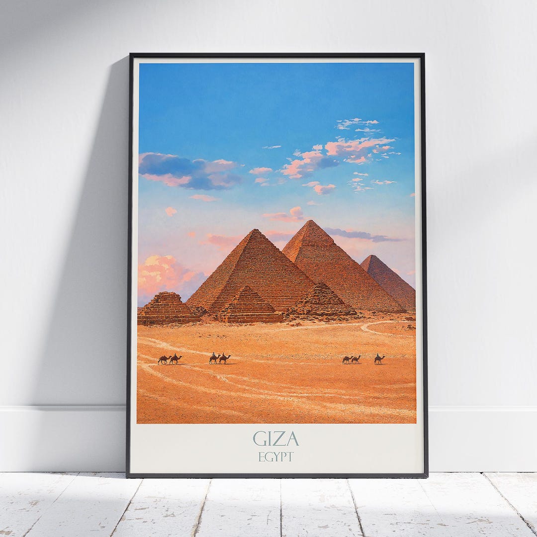 Giza Pyramids Travel Poster: Vintage Egypt Print - Etsy