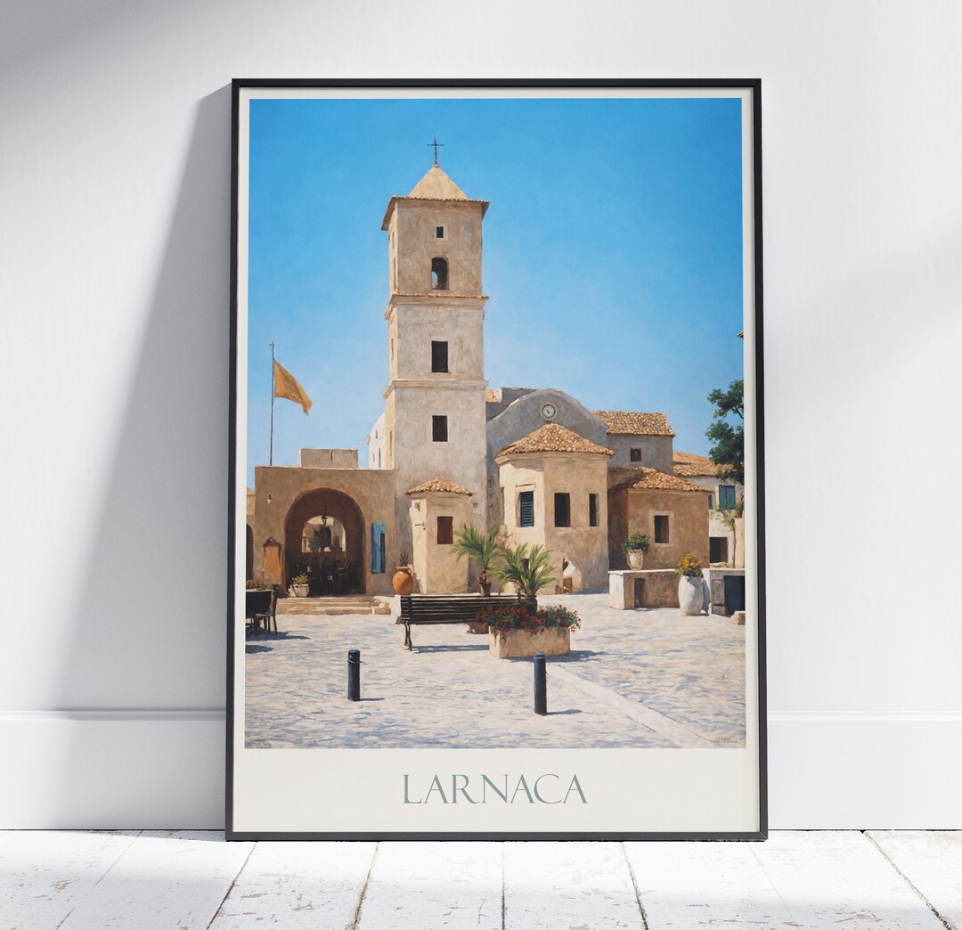 Larnaca Travel Print Cyprus Travel Poster Painted Wall Art & Home Decor ...