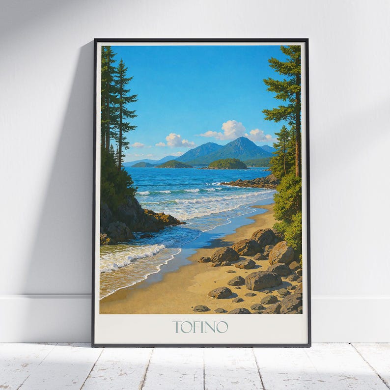 Tofino Canada Travel Poster: Vancouver Island Beach Painted Art Print ...