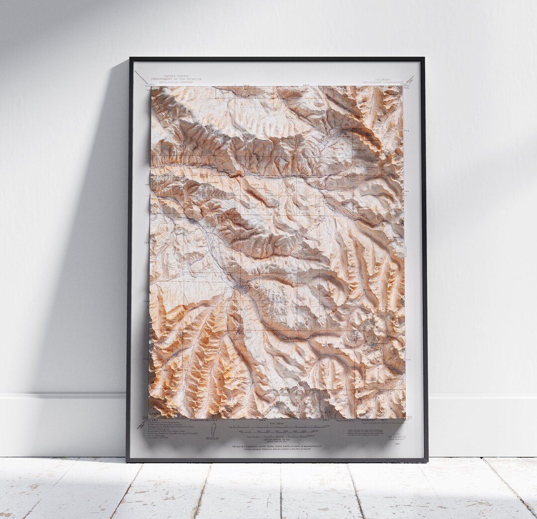 Aspen, Colorado ~ Vintage Shaded Relief Flat 2D Map Print ~ Poster Wall ...