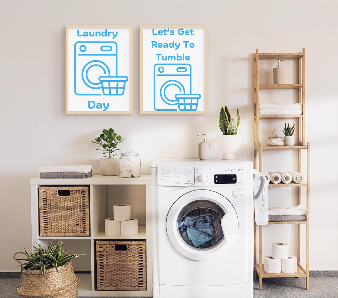Set of 2 Laundry Poster Funny Prints Laundromat Print, Laundry Room Art ...
