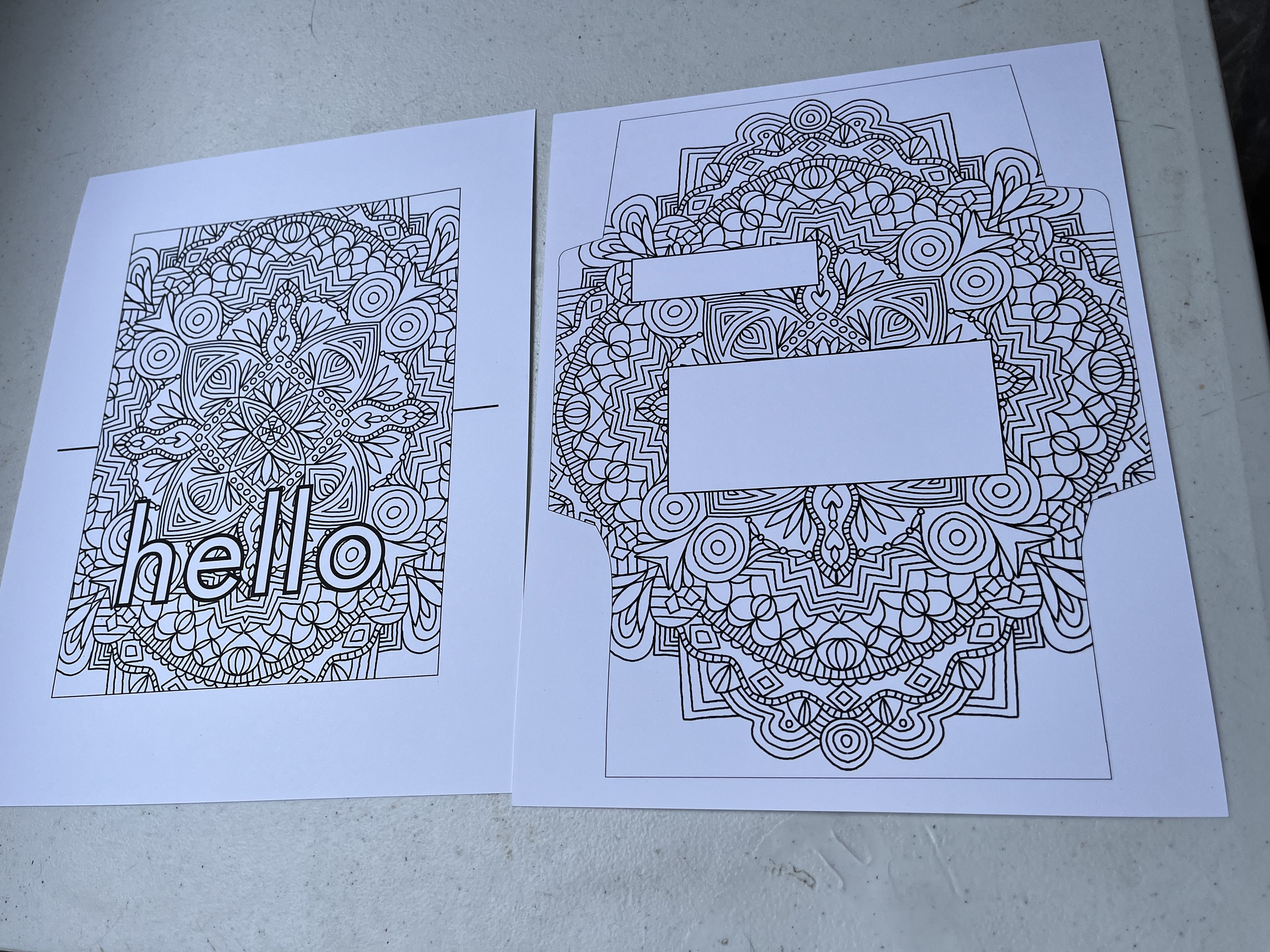 Mandala Hello Card, Horizontal, Version 2 - Etsy