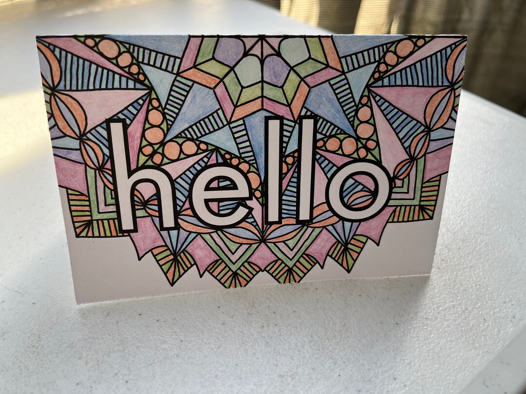 Mandala Hello Card, Horizontal, Version 1 - Etsy