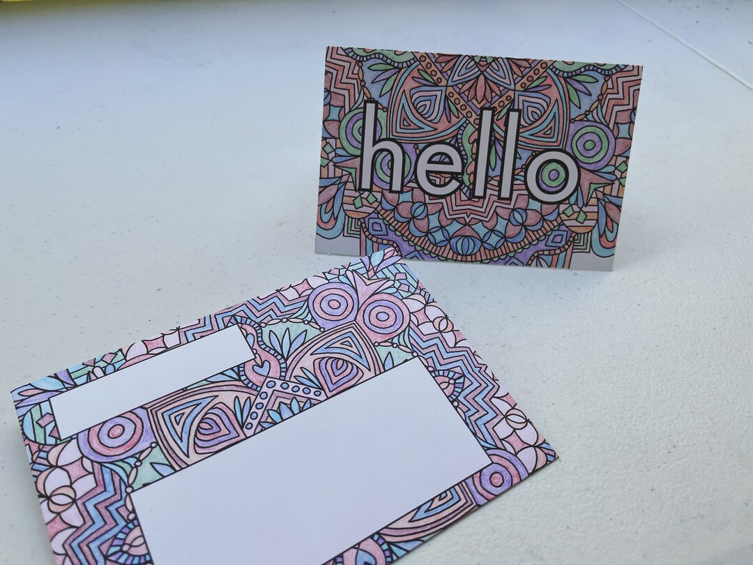 Mandala Hello Card, Horizontal, Version 2 - Etsy