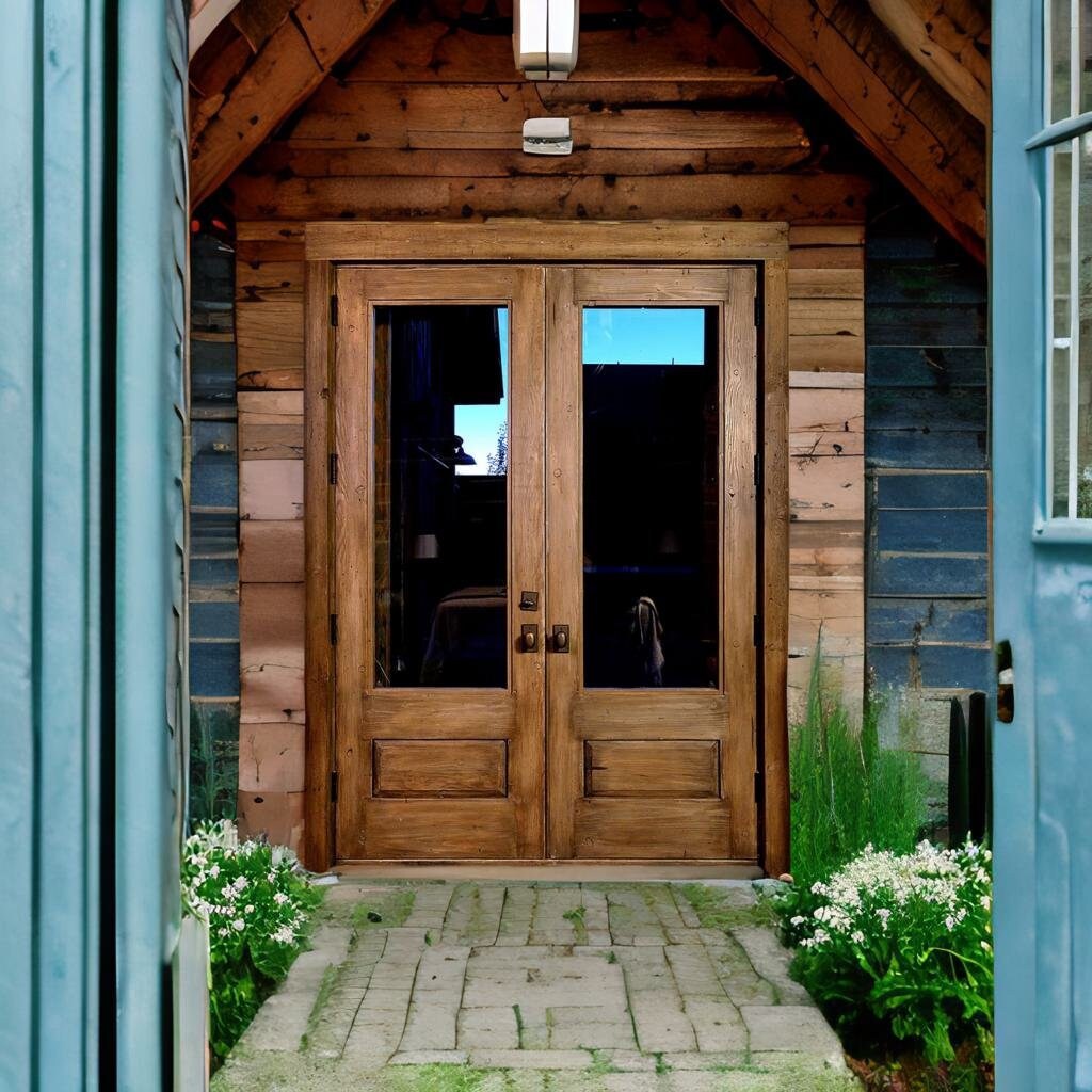 Antique Walnut Distressed French Door, Custom Built Interior Exterior ...