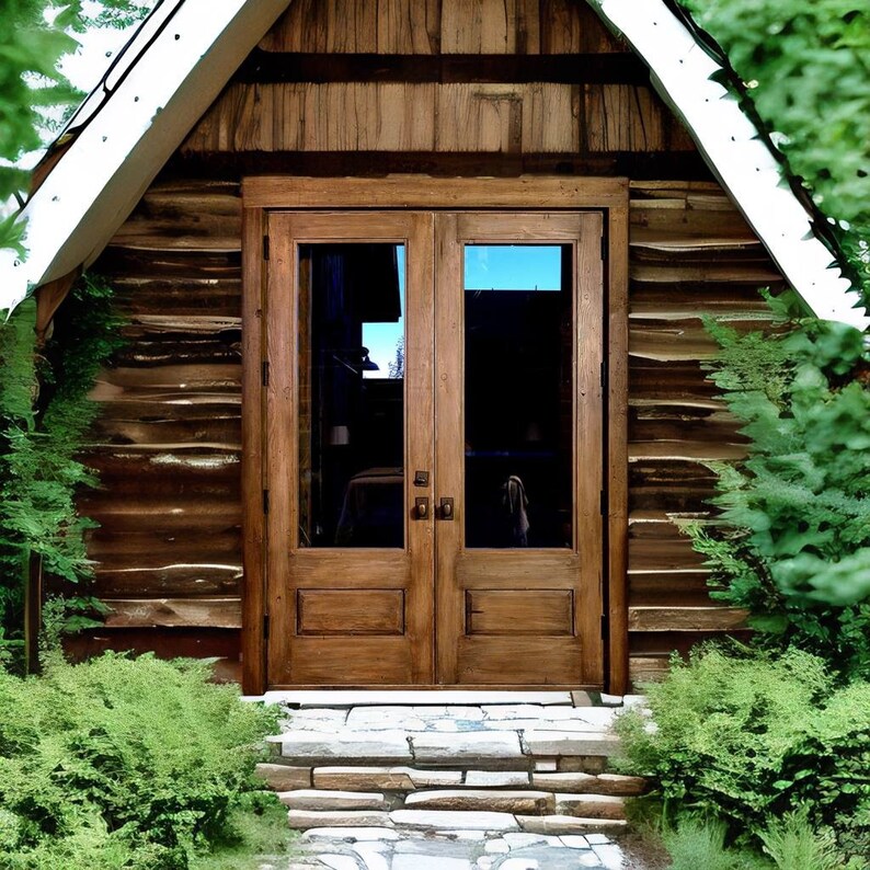 Antique Walnut Distressed French Door, Custom Built Interior Exterior ...