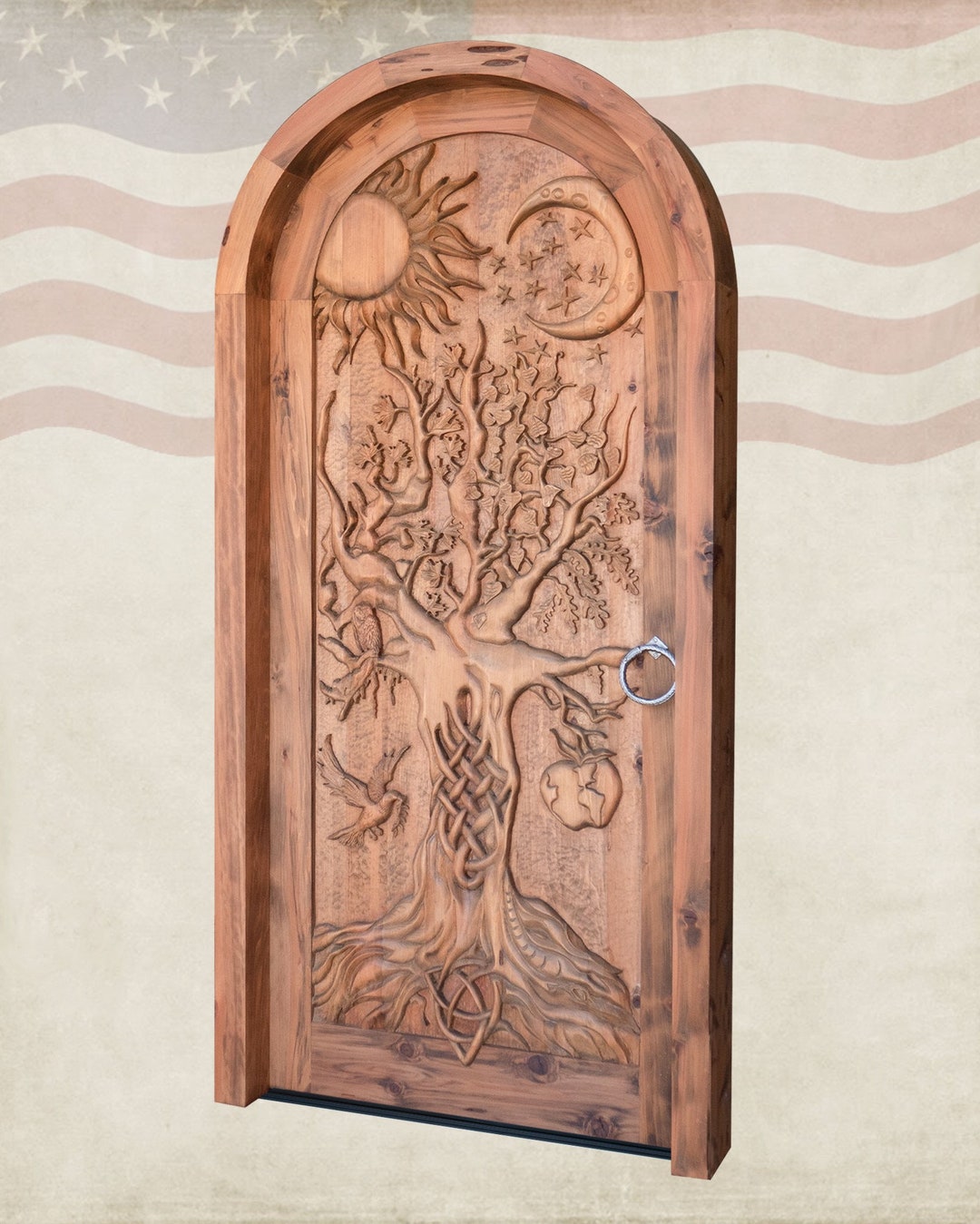 Hand-carved Tree of Life Sun Moon Door | Front Door | Antique Doors ...
