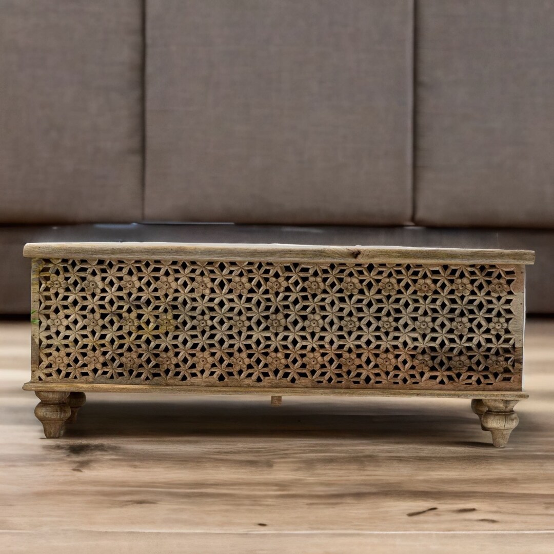 Vintage Solid Wood Chest Box | Hand Carved Furniture | Room Decor ...