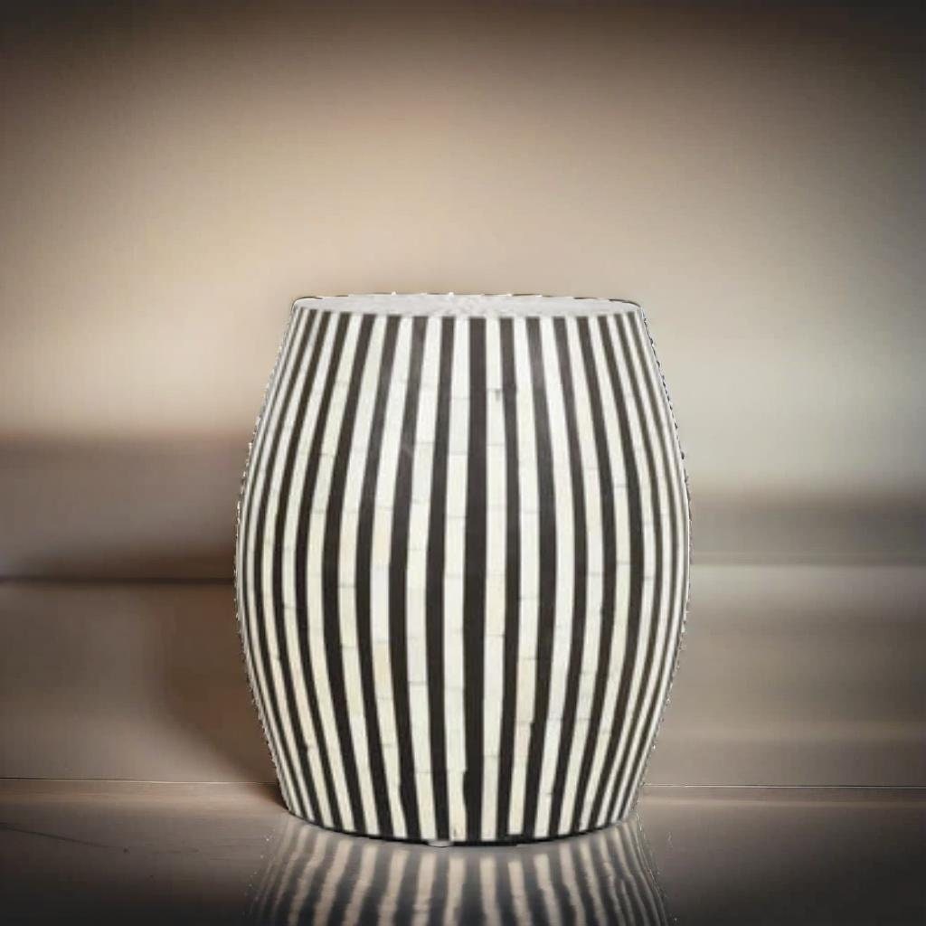 Bone Inlay Stool Stripped Design Round Stool Living Room Furniture ...