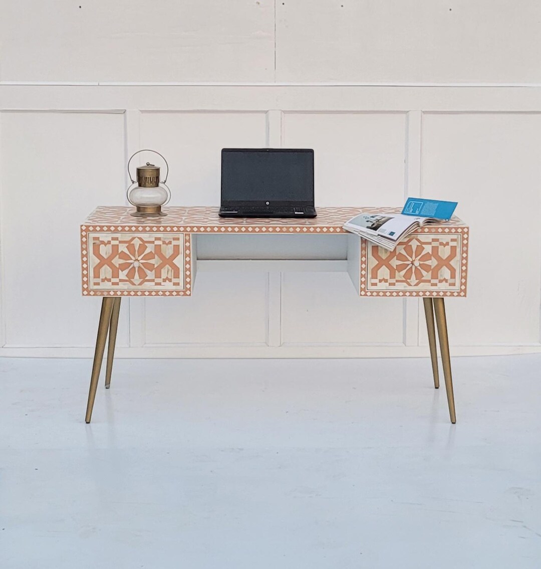 Bone Inlay Work Desk | Bone Inlay Laptop Table | Bone Inlay Study Table ...