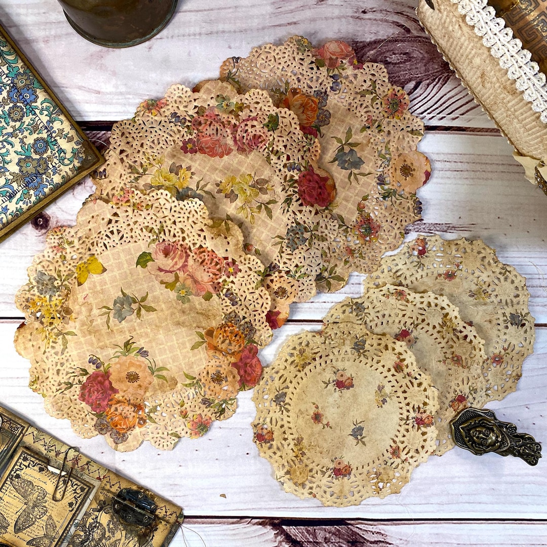 Doilies Floral Printed Doilies Coffee Dyed Doilies Lace Paper | 6 Piece ...