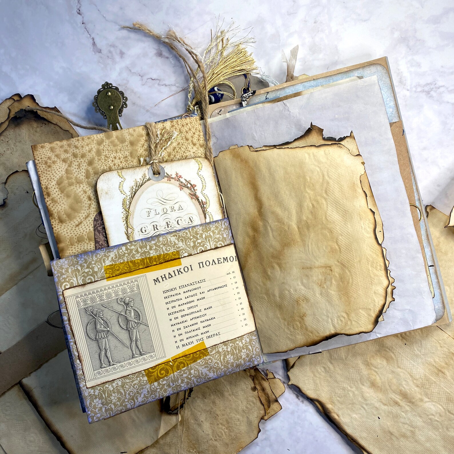 Burnt Paper Junk Journal Paper | Coffee Dyed Paper Embossed Doily Paper ...