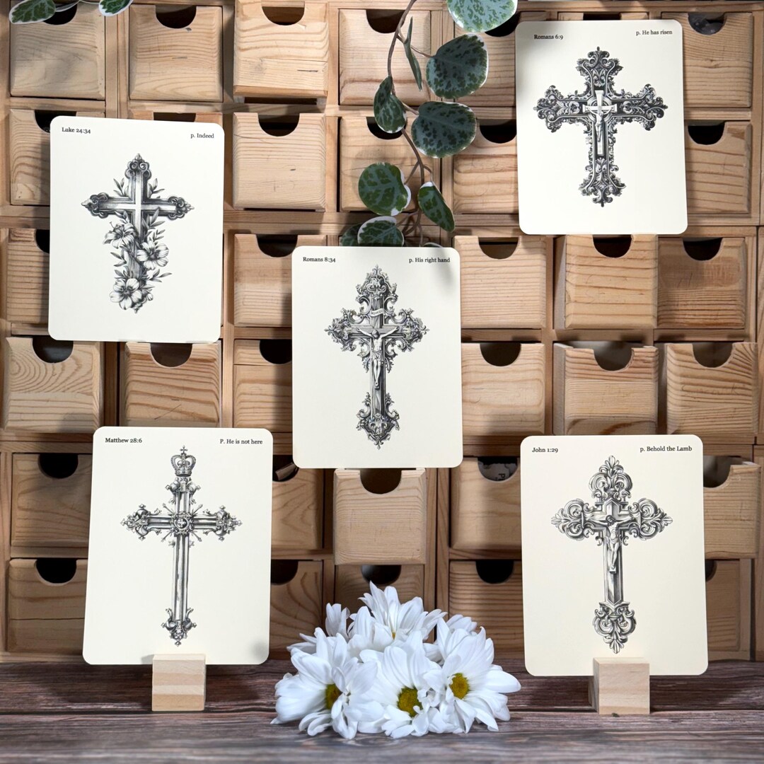 Easter Cross Cards Vintage Style Flash Cards | Set of 5 | Plain, Stands ...