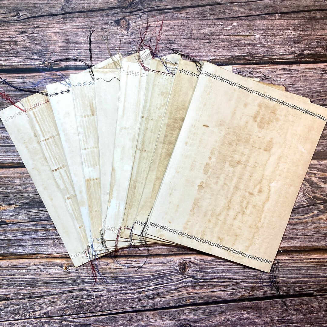Coffee Dyed Papers With Stitching Sewn Papers Coffee Dyed Paper ...