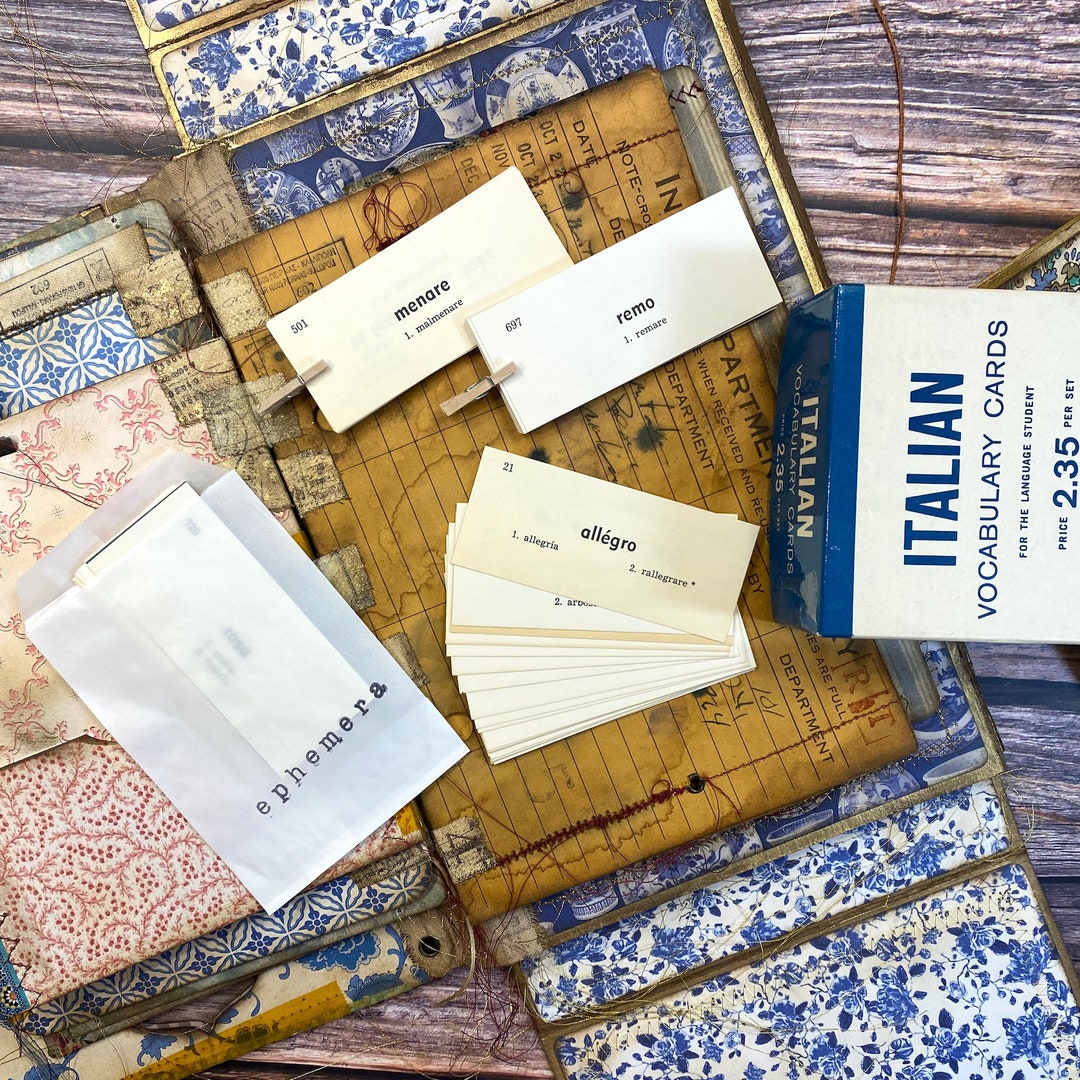 Vintage Vocabulary Cards Italian Flash Cards Vis Ed Word Ephemera ...